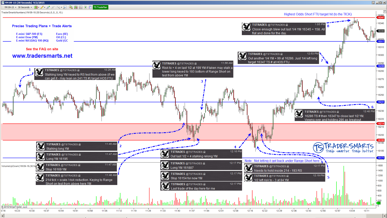 TRADERSMARTS: YM TS TradePlan E-mini Dow Chart Review - Wednesday ...