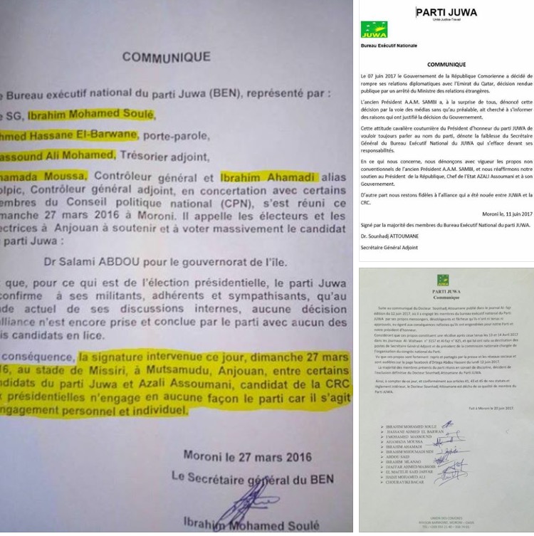 Le parti Juwa et la guerre des communiqués | HabarizaComores.com ...