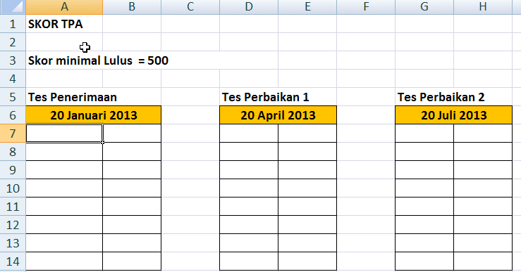 Tips-tips Rumus Excel: Tes TPA dan TOEFL