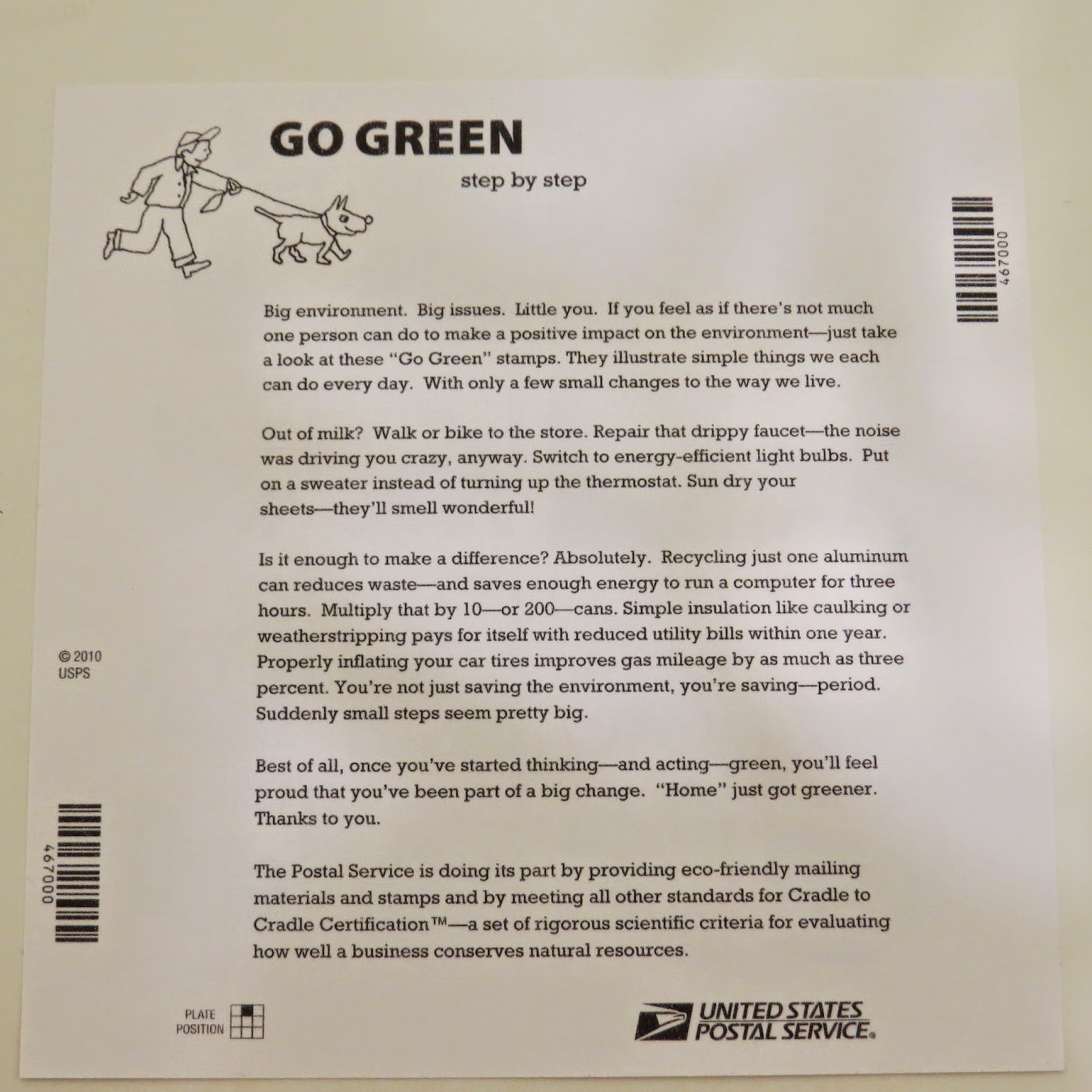 Go Green - USPS Forever Stamps | It has grown on me!