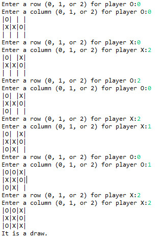 Solved Enter a row (0, 1, or 2) for player o:0 Enter a | Chegg.com
