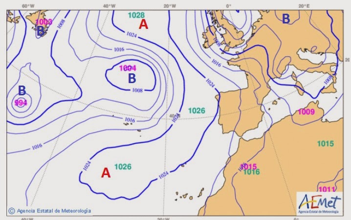 Fuera de clase: Análisis de un mapa del tiempo.