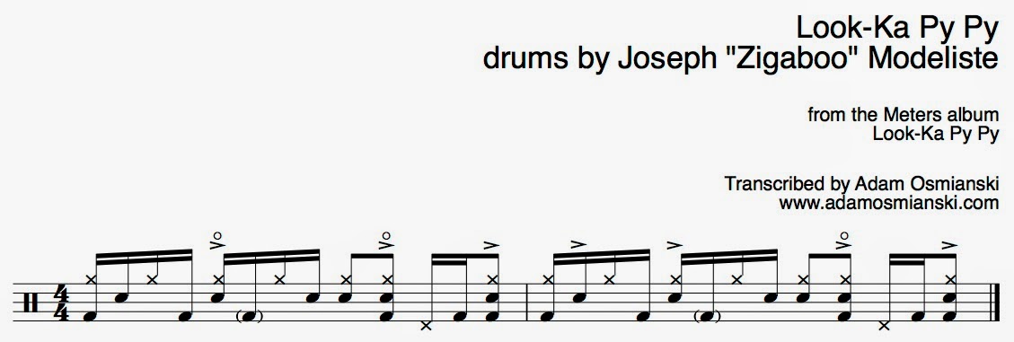 That Drum Blog: Groove Transcription - "Ziggy" Modeliste, "Look-Ka Py Py"