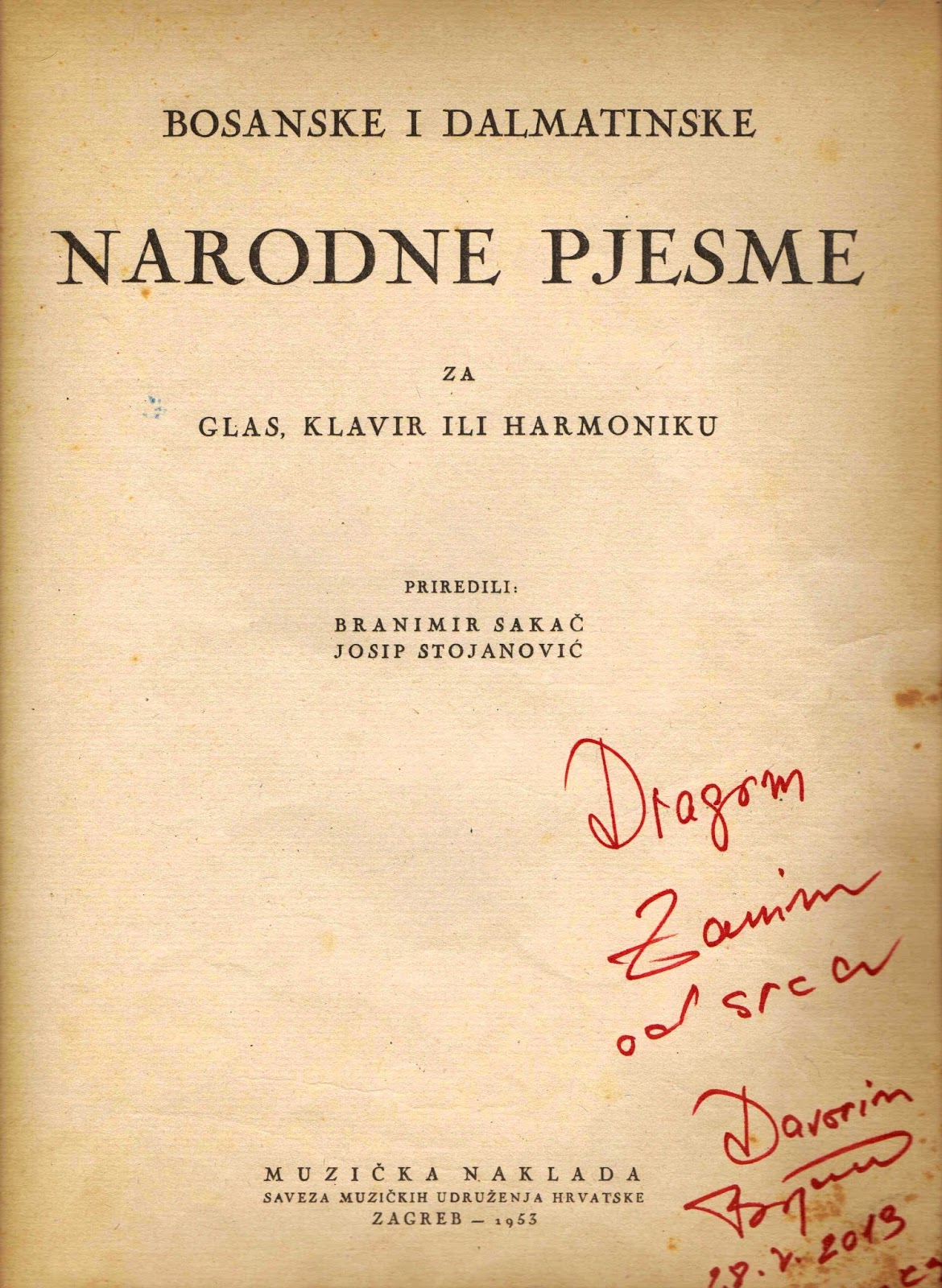 SEVDALINKE: Bosanske i dalmatinske narodne pjesme za glas, klavir ili ...