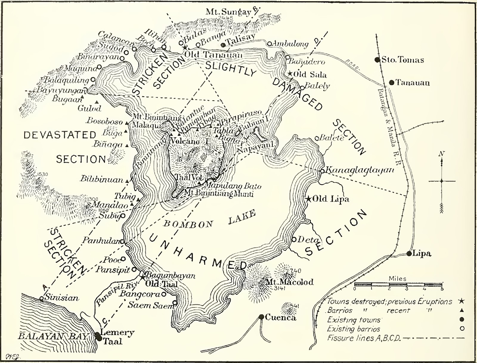Maps Showing Damage Caused by the 1911 Eruption of Taal Volcano ...