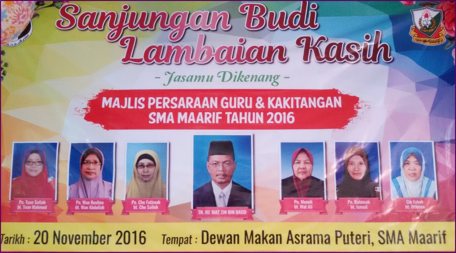 SMA Maarif, Besut: Majlis Sanjungan Budi Lambaian Kasih 2016
