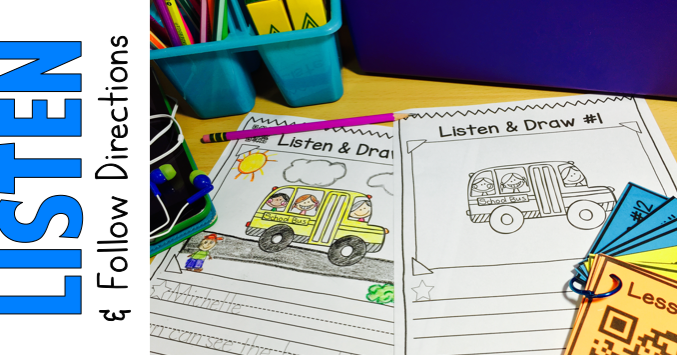 Listen and Following Directions - QR Code Listening Center, Assessment ...
