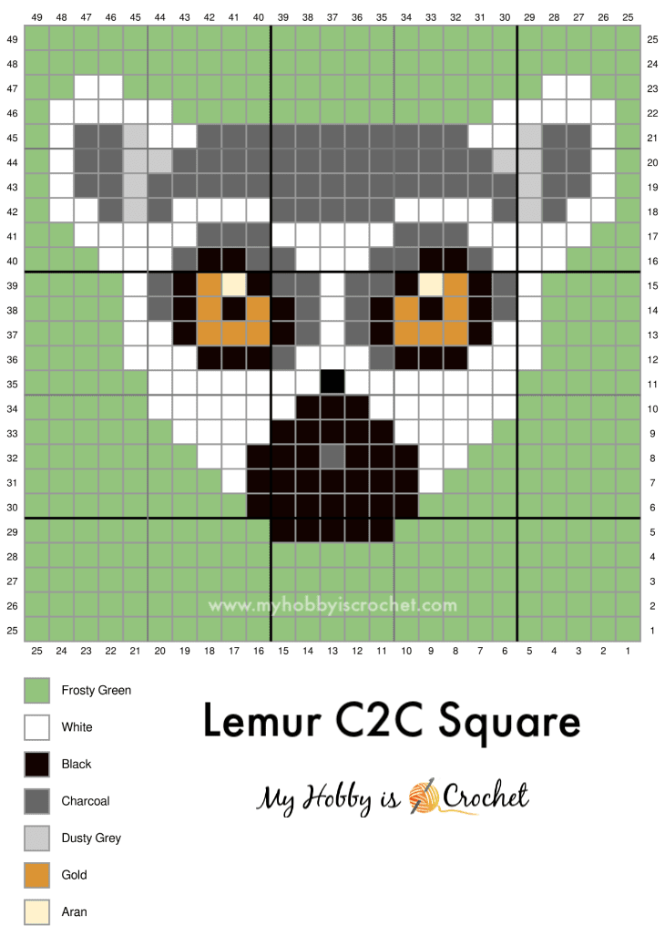 My Hobby Is Crochet: Ring Tailed Lemur C2C Square - Free Crochet ...
