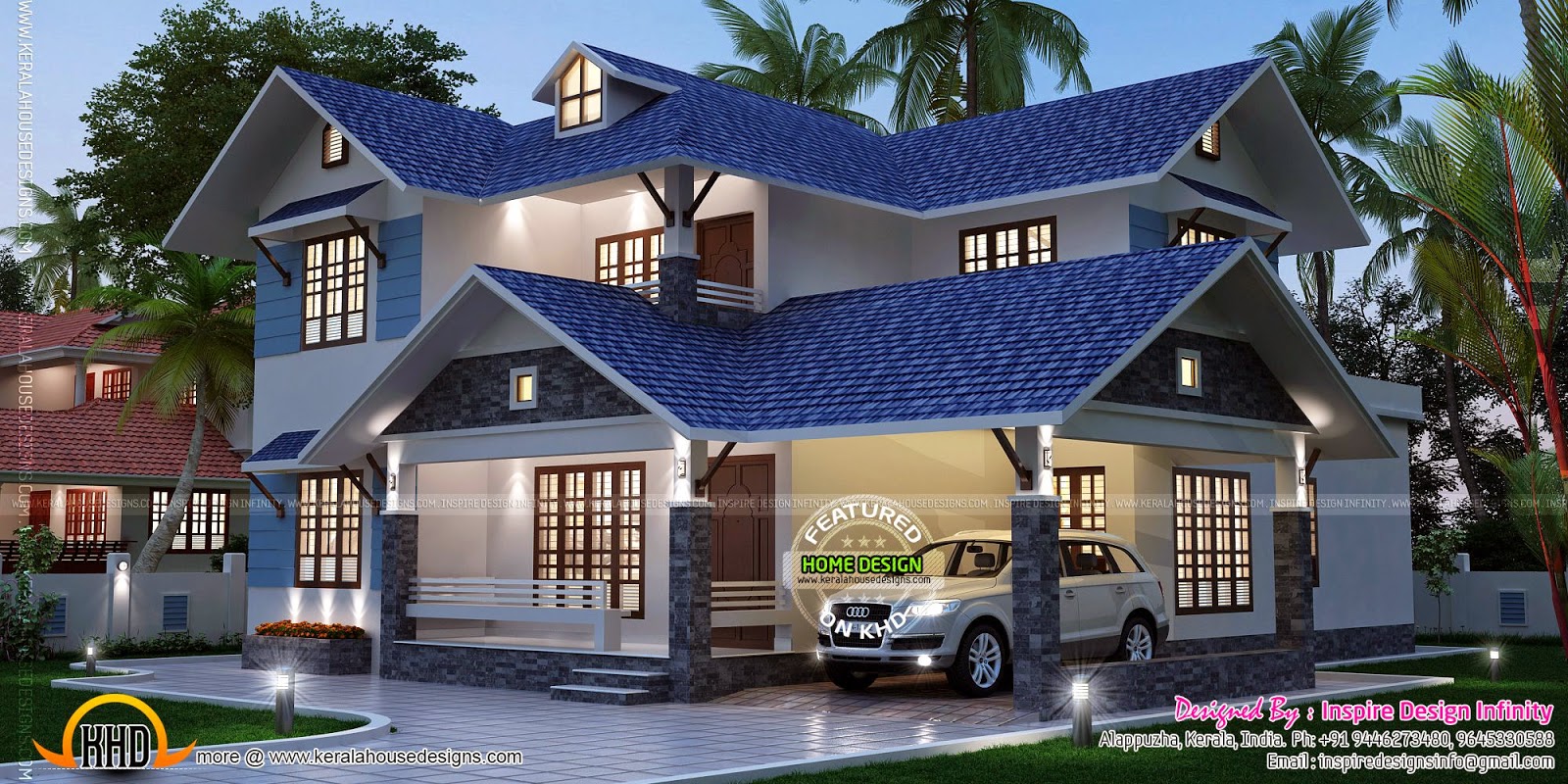 Decorative flat roof house | keralahousedesigns