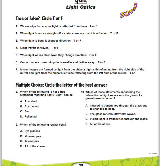 Bill Nye Light Optics Worksheet - Worksheet Diagram