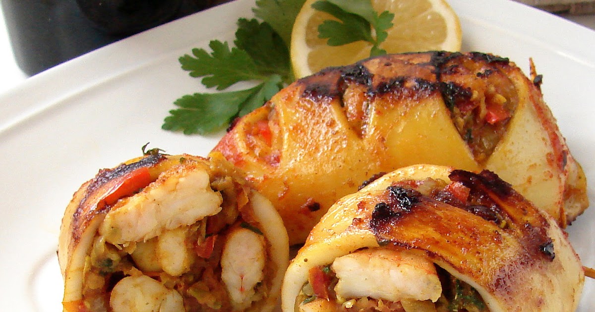 Kanava/Stuffed Squid- With Spicy Prawns Filling