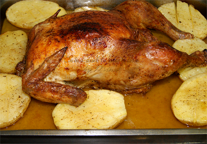 Cocina con Mina: Pollo al limón, asado entero con patatas al caliu