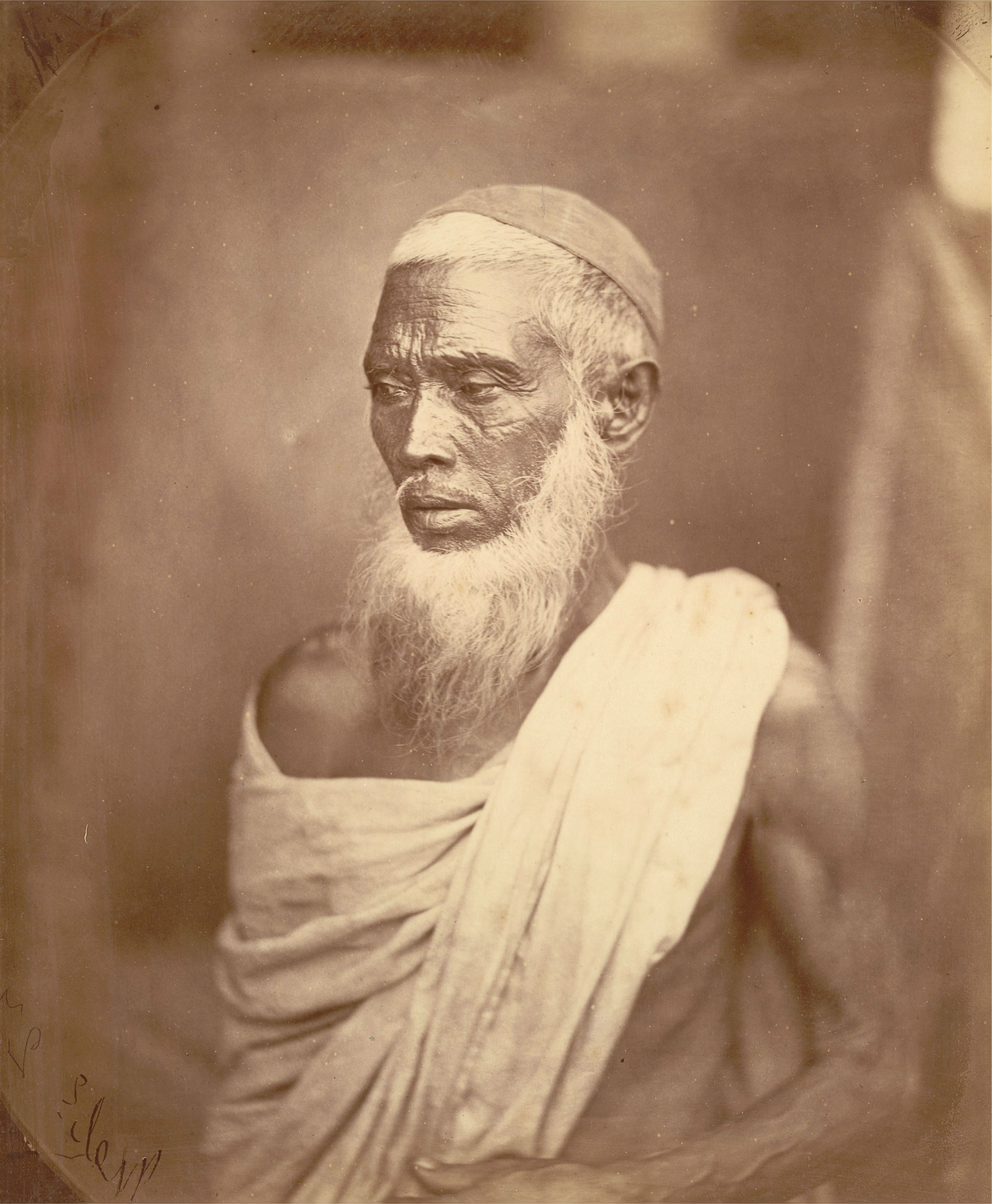 Portrait of an Elderly Muslim Man, Wearing a Skull-Cap - Eastern Bengal ...