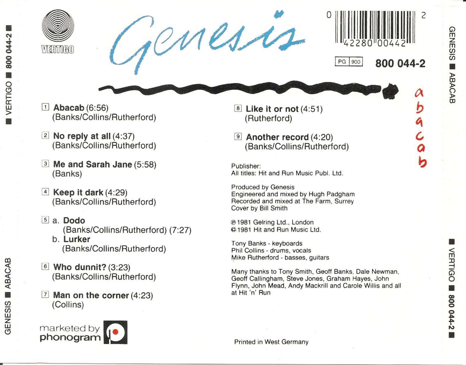 The First Pressing CD Collection: Genesis - Abacab