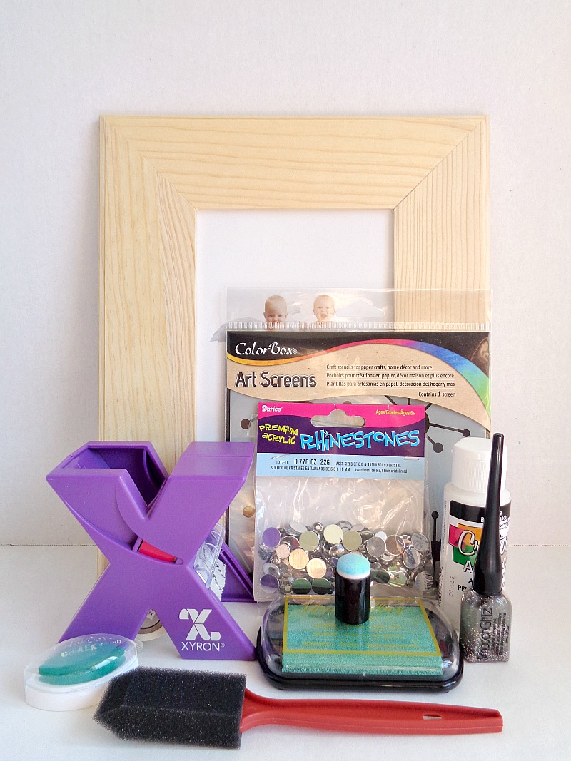 DIY: Stenciled Gem Frame - Running With A Glue Gun