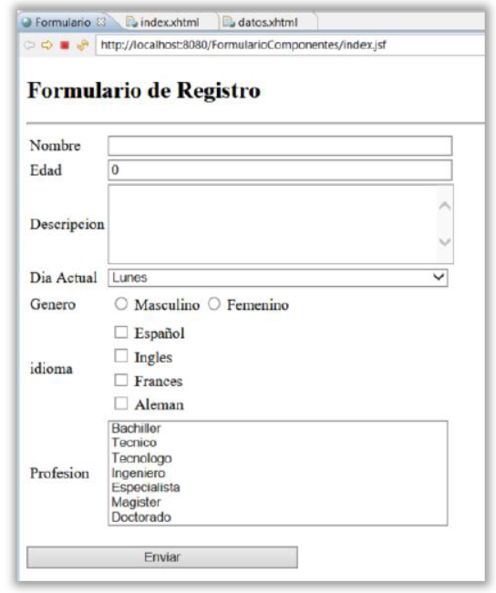CoDejaVu: Ejemplo Formulario de componentes con JSF