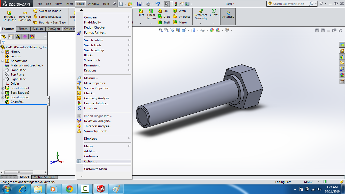 belajar solidworks cara membuat baut dengan costemic thread dan drawing-nya