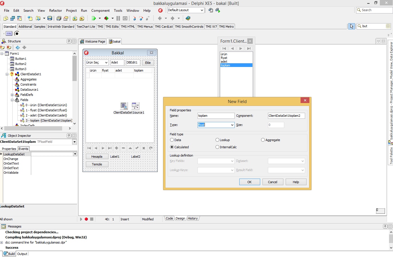 Delphi XE5 - ClientDataSet İki Stun işlemelerini Tek Sütun'a Yazdırma ~ witalyus