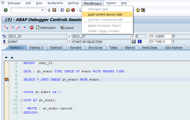Abap Tip Note Abap Tip Debugging Load Current Source Code