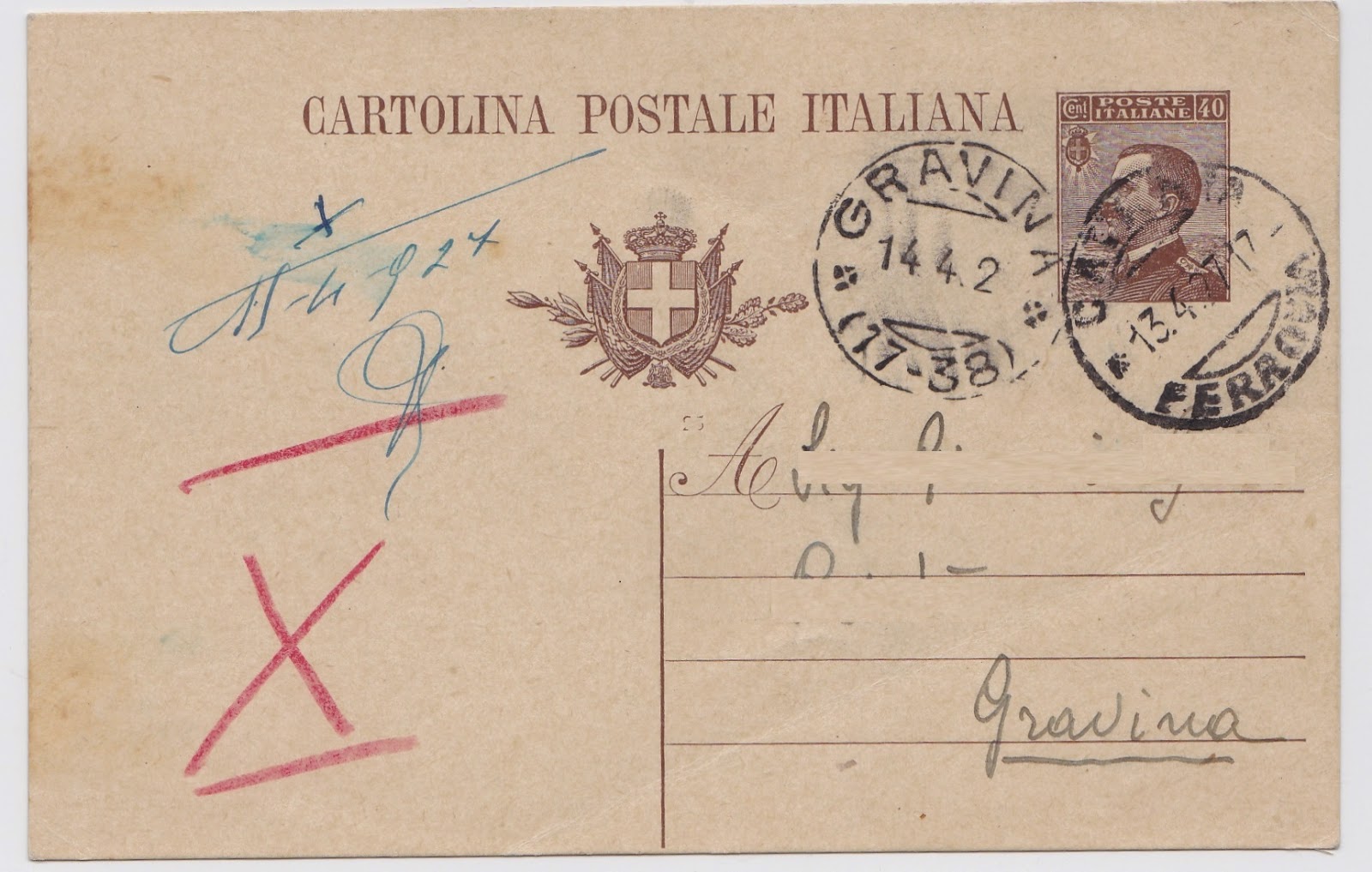 CULTURA FILATELICA: Cartolina Postale del Regno d'Italia del 1925 da 40 ...