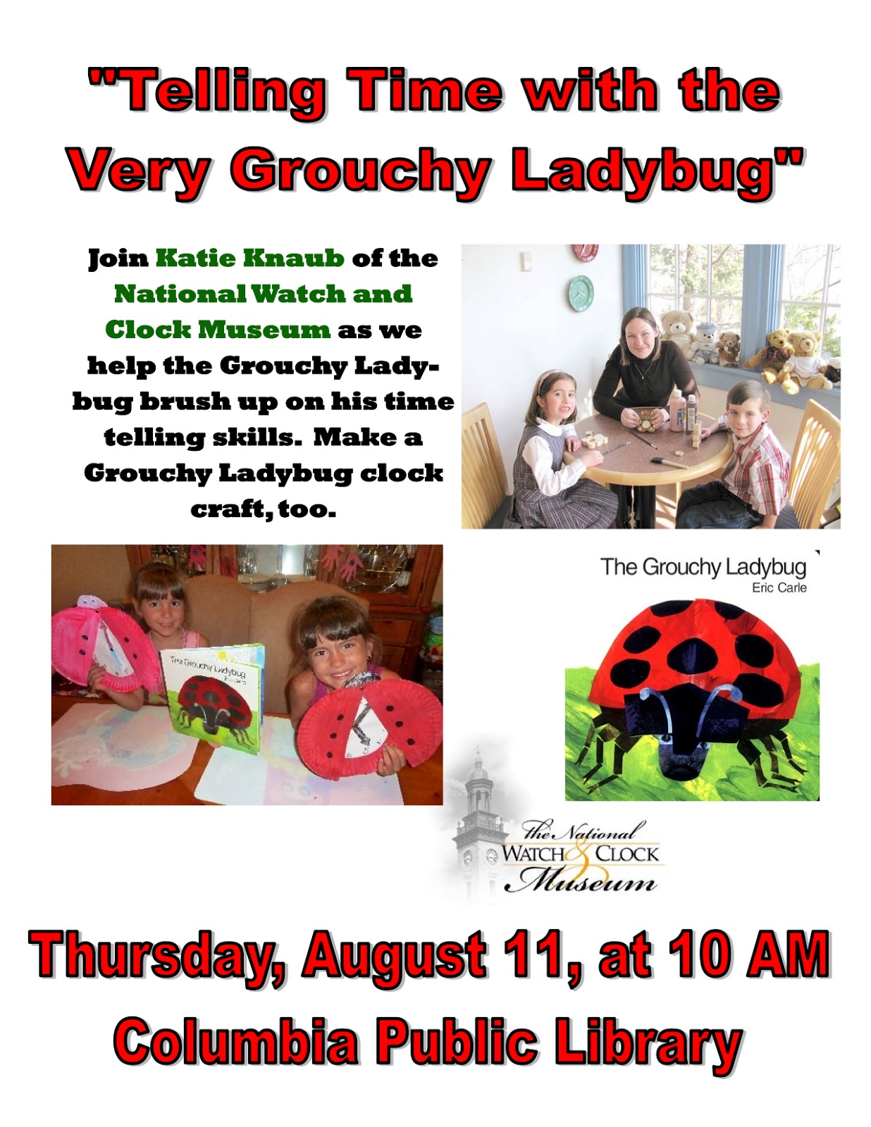 Library Happenings – Thursday, August 11, 2016 – "Telling Time with the ...