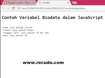 Membuat Variabel Biodata dengan JavaScript | HTML - Cek Smartphone