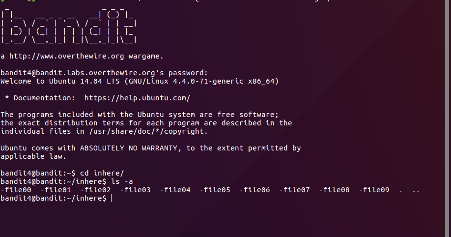 OverTheWire.org Bandit Level 4 -> Level 5
