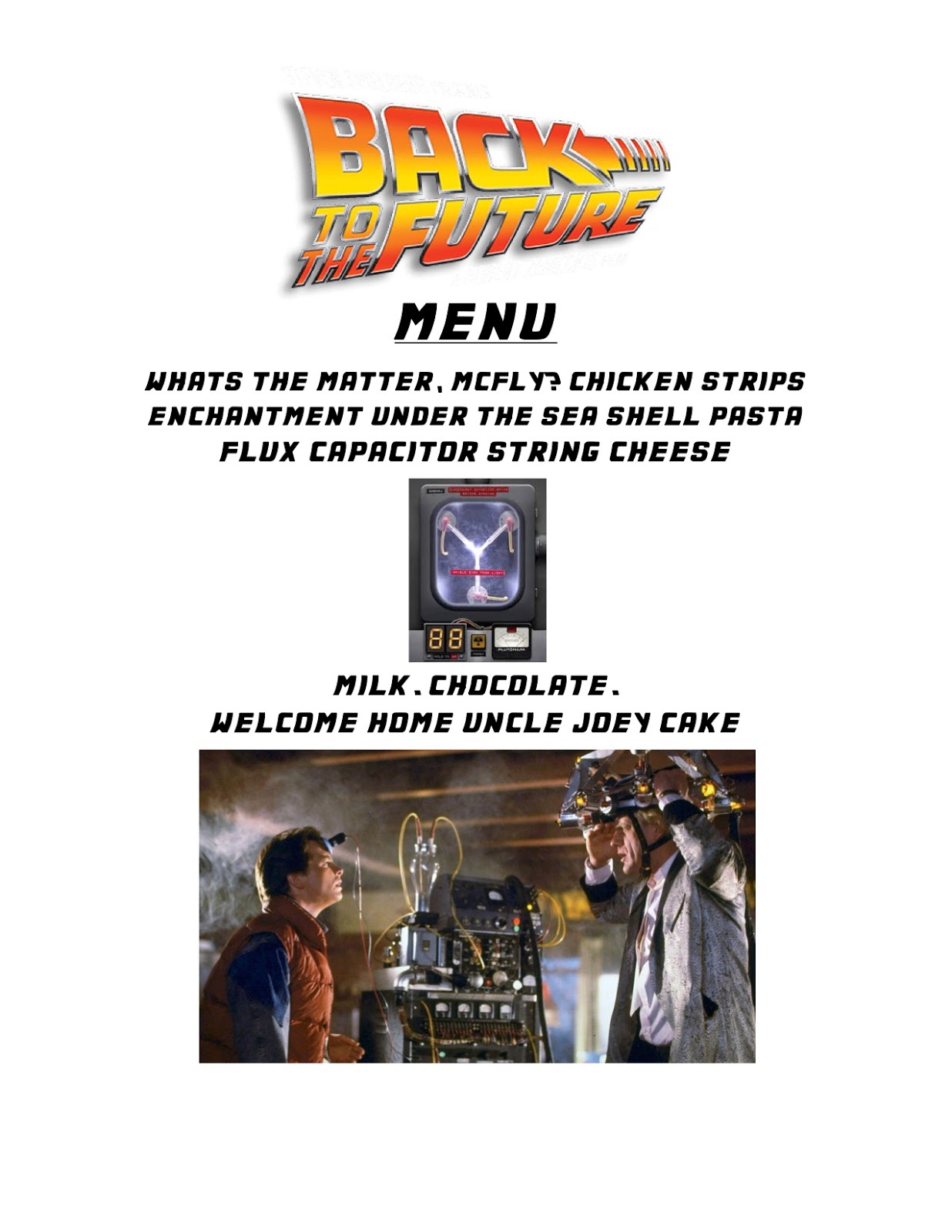 Reel Fancy Dinners: Back to the Future Dinner