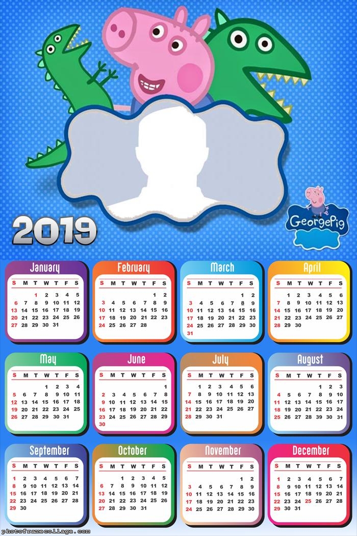 George Pig 2019 Free Printable Calendar. - Oh My Fiesta! in english