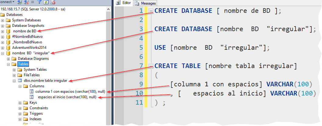 NOMBRES DE OBJETOS o IDENTIFICADORES ~ SQL SERVER