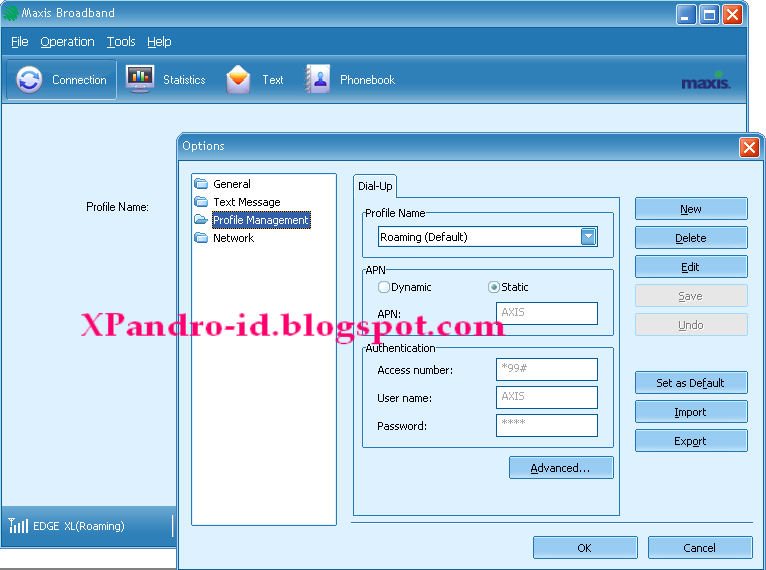 Cara roaming internet Axis di jaringan XL