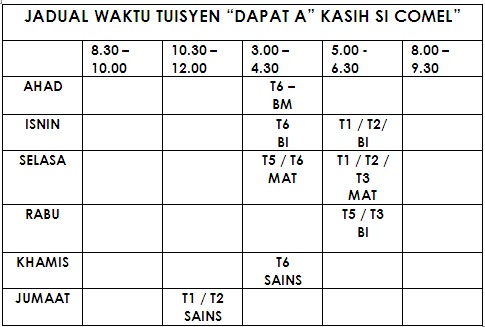 TASKA & TADIKA KSC.com: NEW UPDATE - JADUAL WAKTU TUISYEN