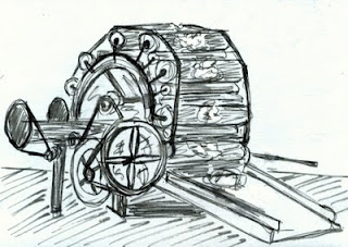 InkTracks: carding wool on a machine