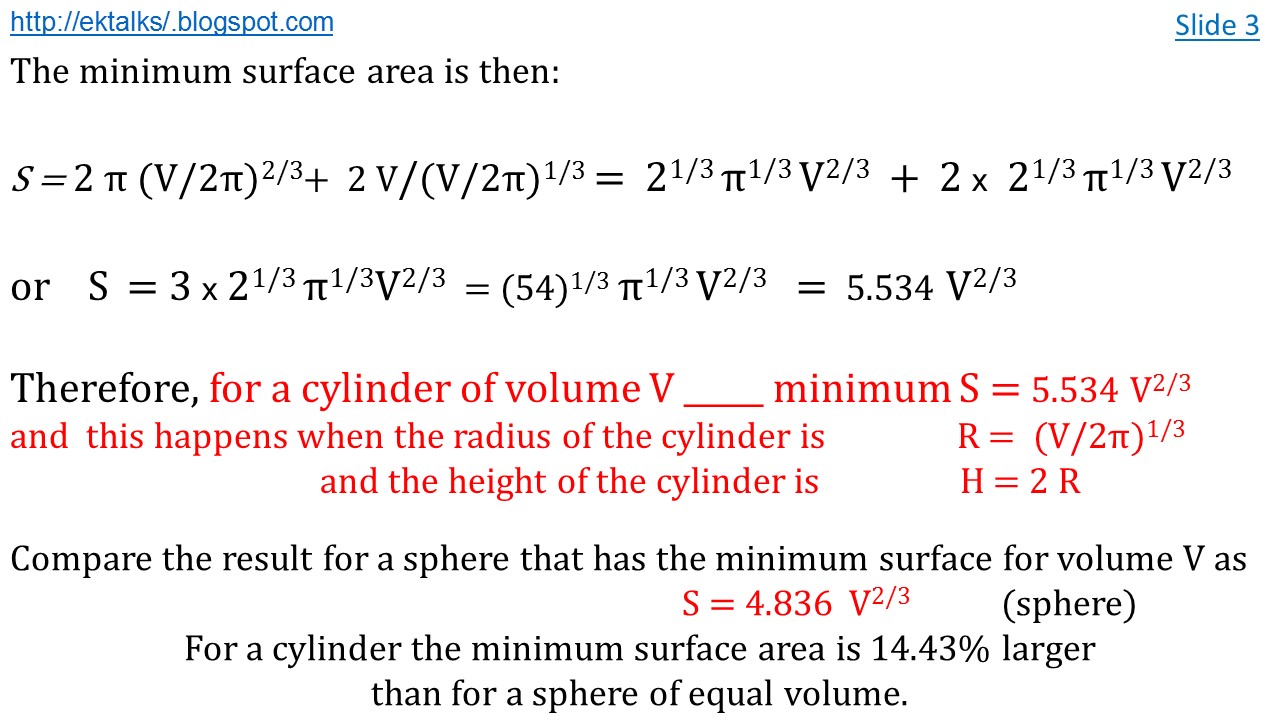 ektalks: Surface to Volume Ratio for a Spheroid, Cylinder, Cone and ...