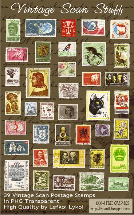 39 Vintage Scan Postage Stamps in PNG Transparent High Quality | Στάλες ...