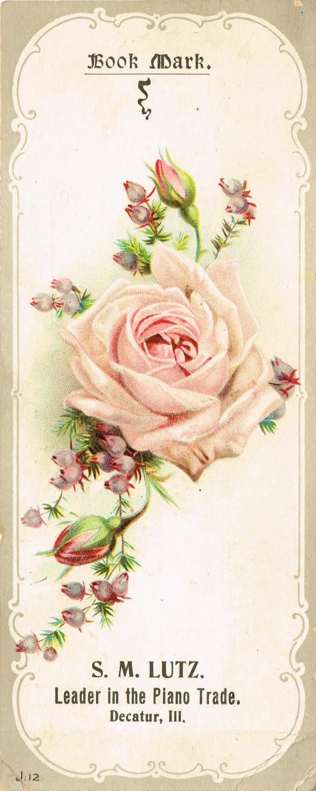 Antique Graphic Rose Image and Piano Advertisement - Knick of Time