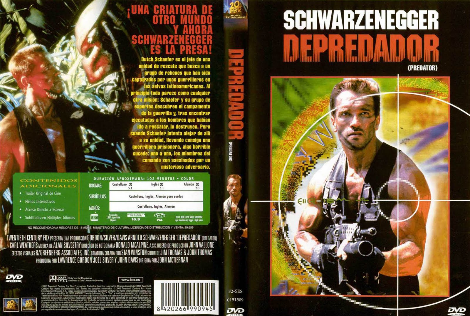 Dibujos - Fondos de escritorio - Imagenes: Caratula DVD de DEPREDADOR