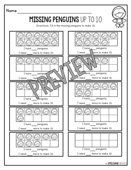 Emily Jane Creates: JANUARY NO PREP KINDERGARTEN PACKET-OVER 100 PAGES!