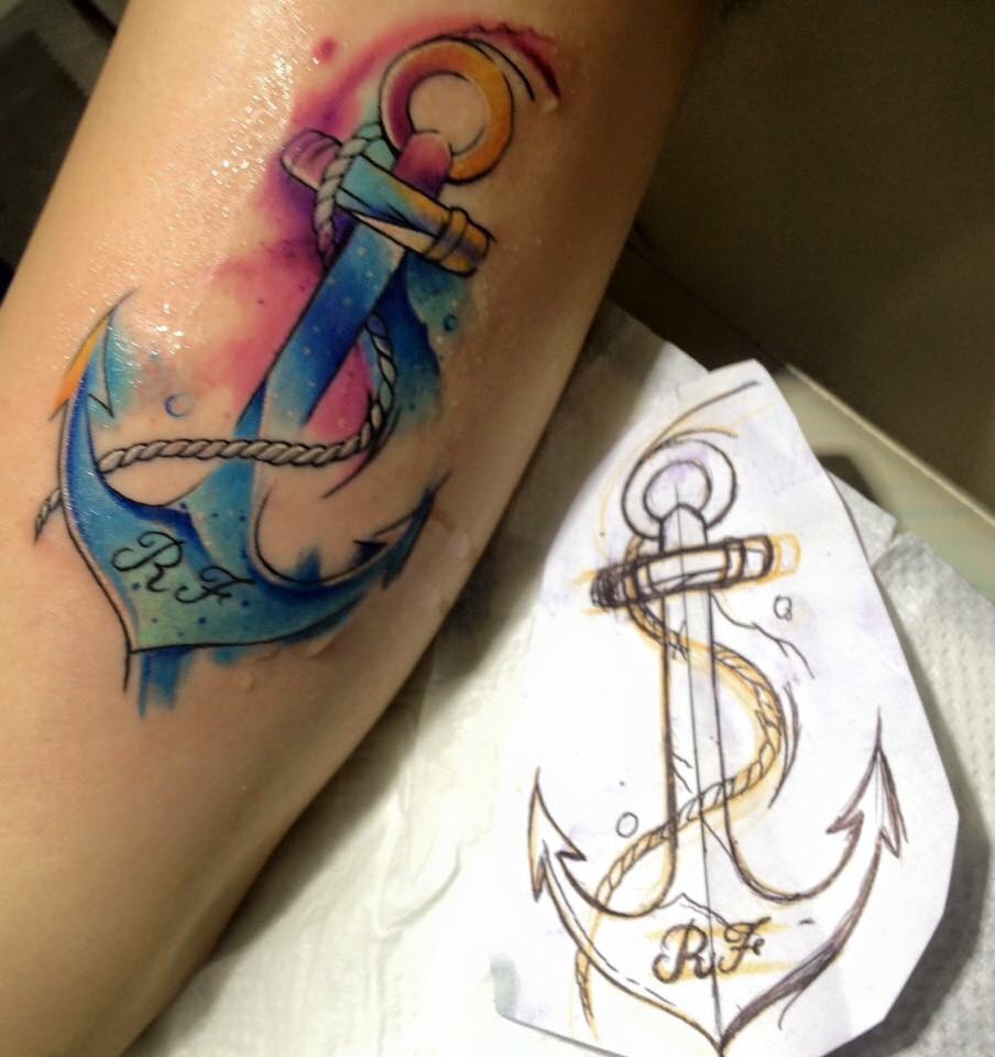 WEBE TATTOO STUDIO: Anchor Tattoo - Water Colour