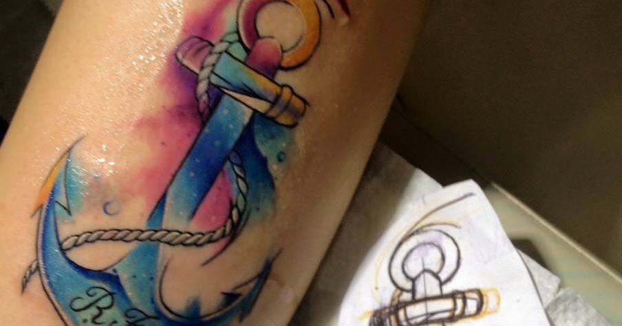 WEBE TATTOO STUDIO: Anchor Tattoo - Water Colour