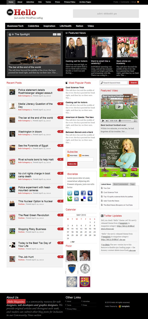 Templatic - Hello WordPress Theme » Template Monster Templates | Joomla ...
