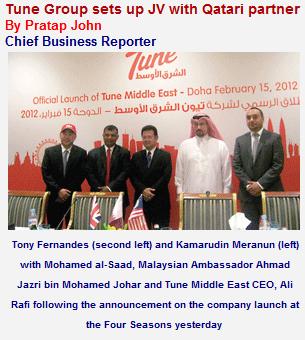AIR ASIA - TUNE HOTELS: Tune Group sets up JV with Qatari partner