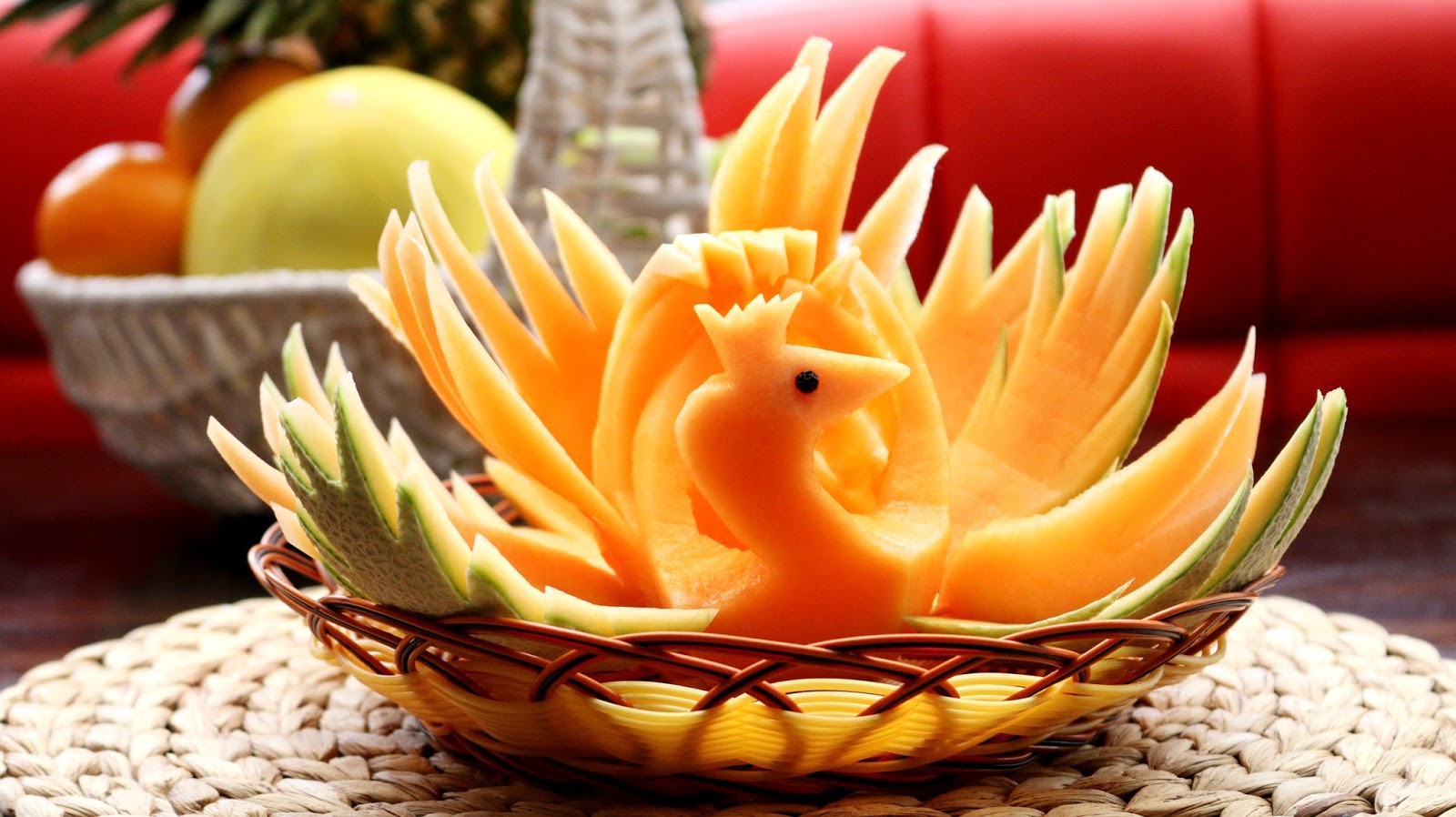 Josephine's Recipes: How To Make Cantaloupe Peacock - Vegetable Carving ...
