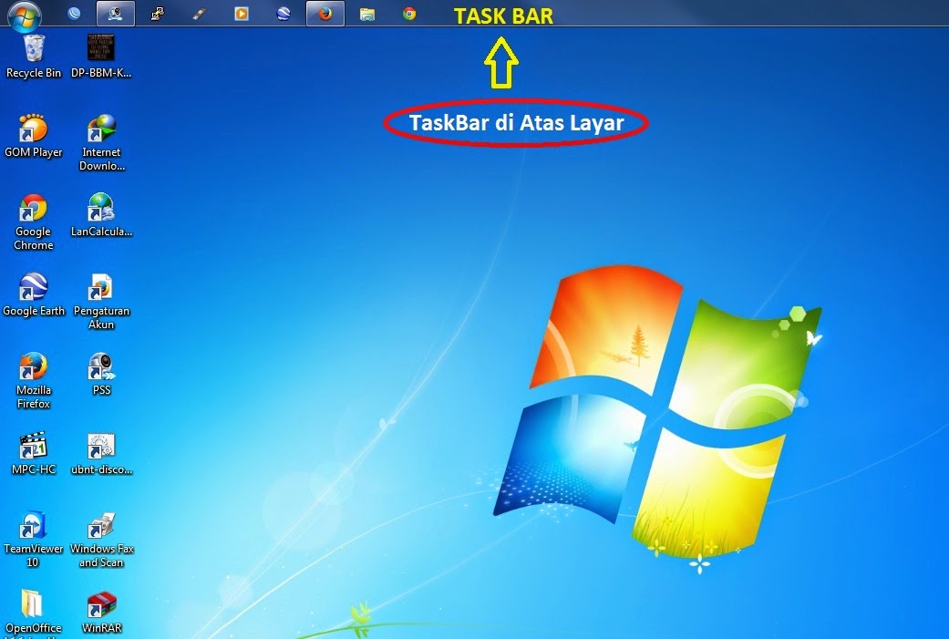 Komputer: Cara MEMASANG TASKBAR DI ATAS DAN SAMPING LAYAR MONITOR