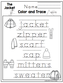 The Jacket I Wear in the Snow- Write the Room ~ Preschool Printables