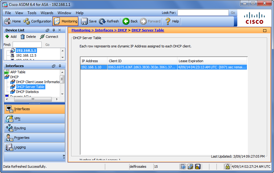 Servidor DHCP en el Cisco ASA - Seguridad y Redes