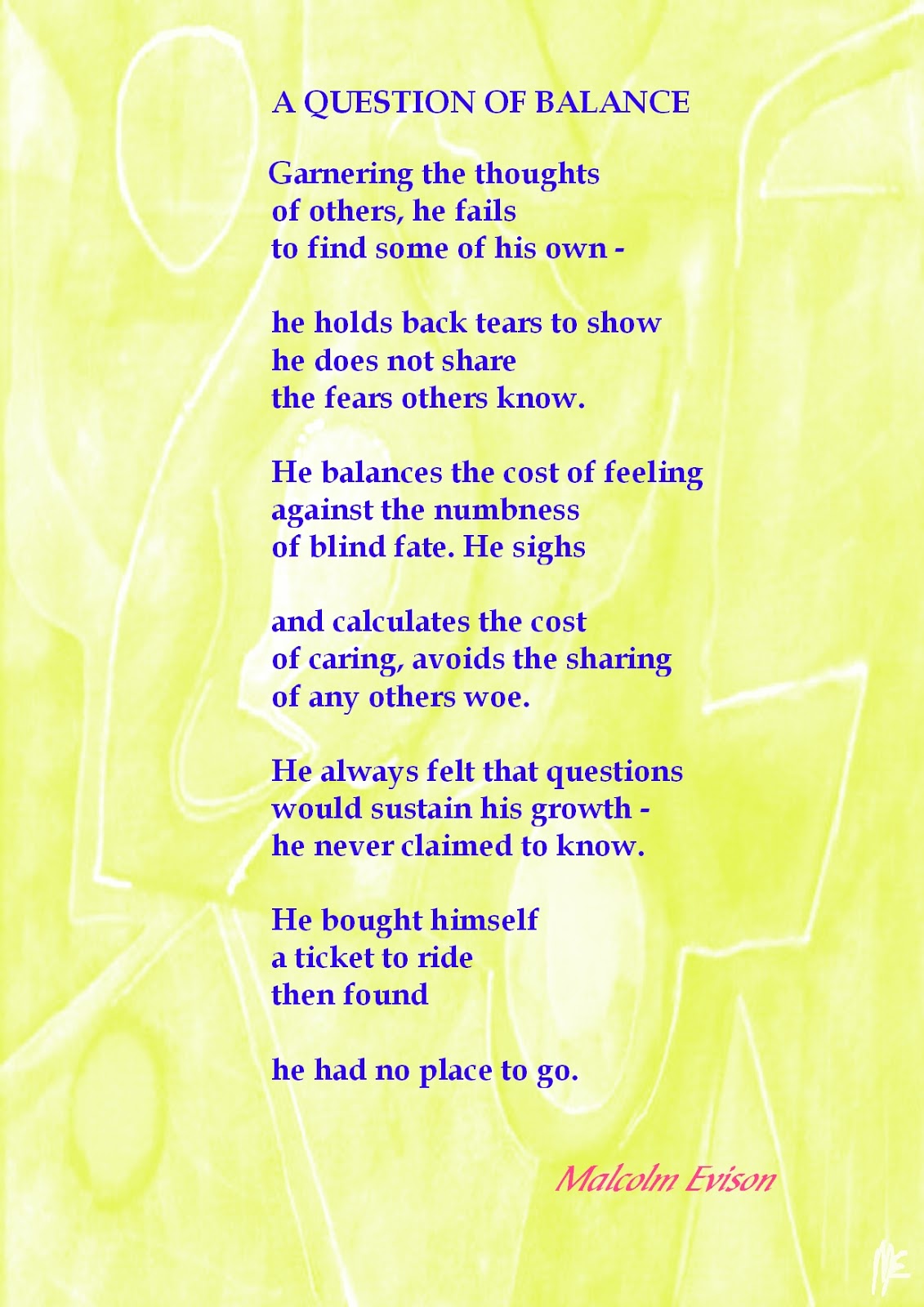 MAL's FACTORY - Poetry & Prose Poems: A Question of Balance