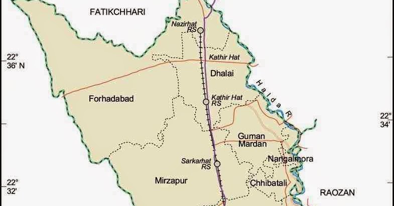 Hathazari Upazila Map, Chittagong District, Bangladesh