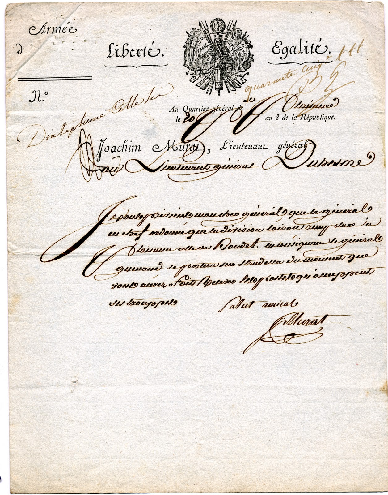 Napoleonic Documents and Manuscripts: Murat, Marechal Joachim