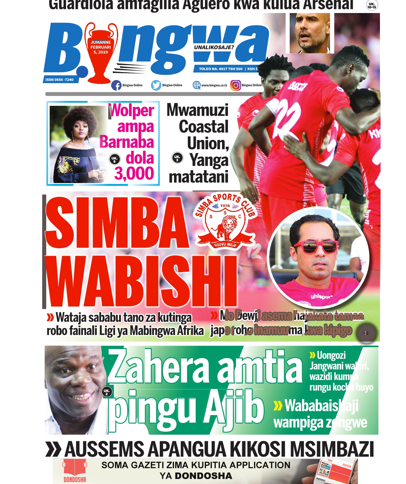 Tanzanian Today's Newspapers MAGAZETI YA LEO Tuesday 05th February ...